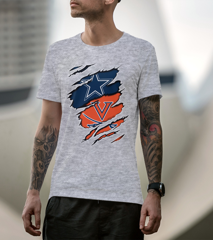Cowboys Cavaliers Virginia Crossover Star And Swords Fusion T-Shirt