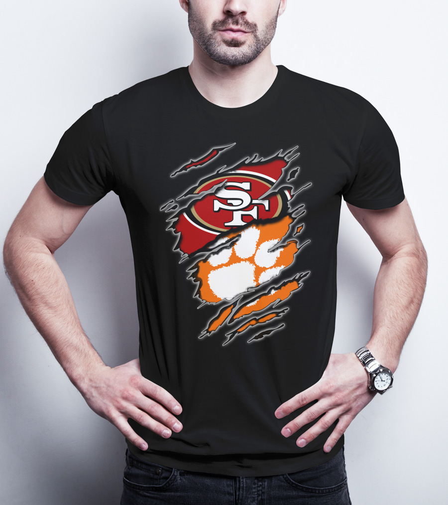 San Francisco 49ers Clemson Tigers Logo Mashup T-Shirt