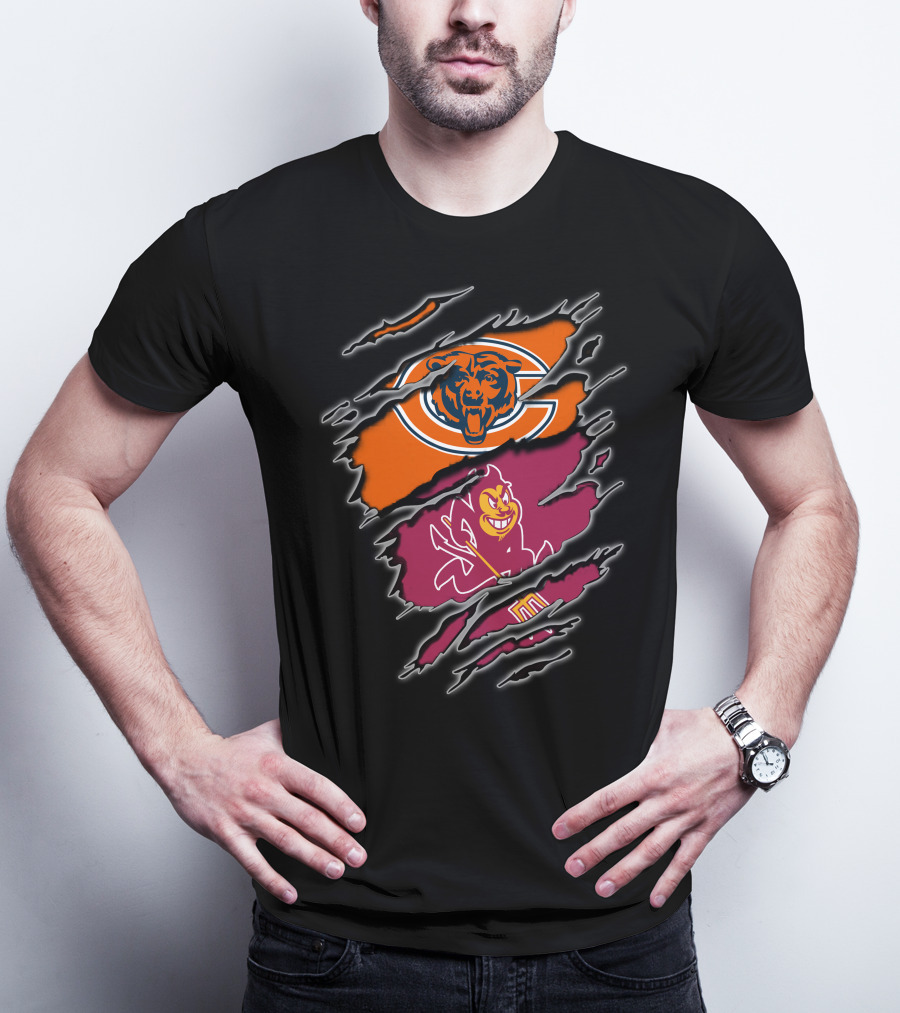 Chicago Bears Arizona State Sun Devils Logo Mashup T-Shirt