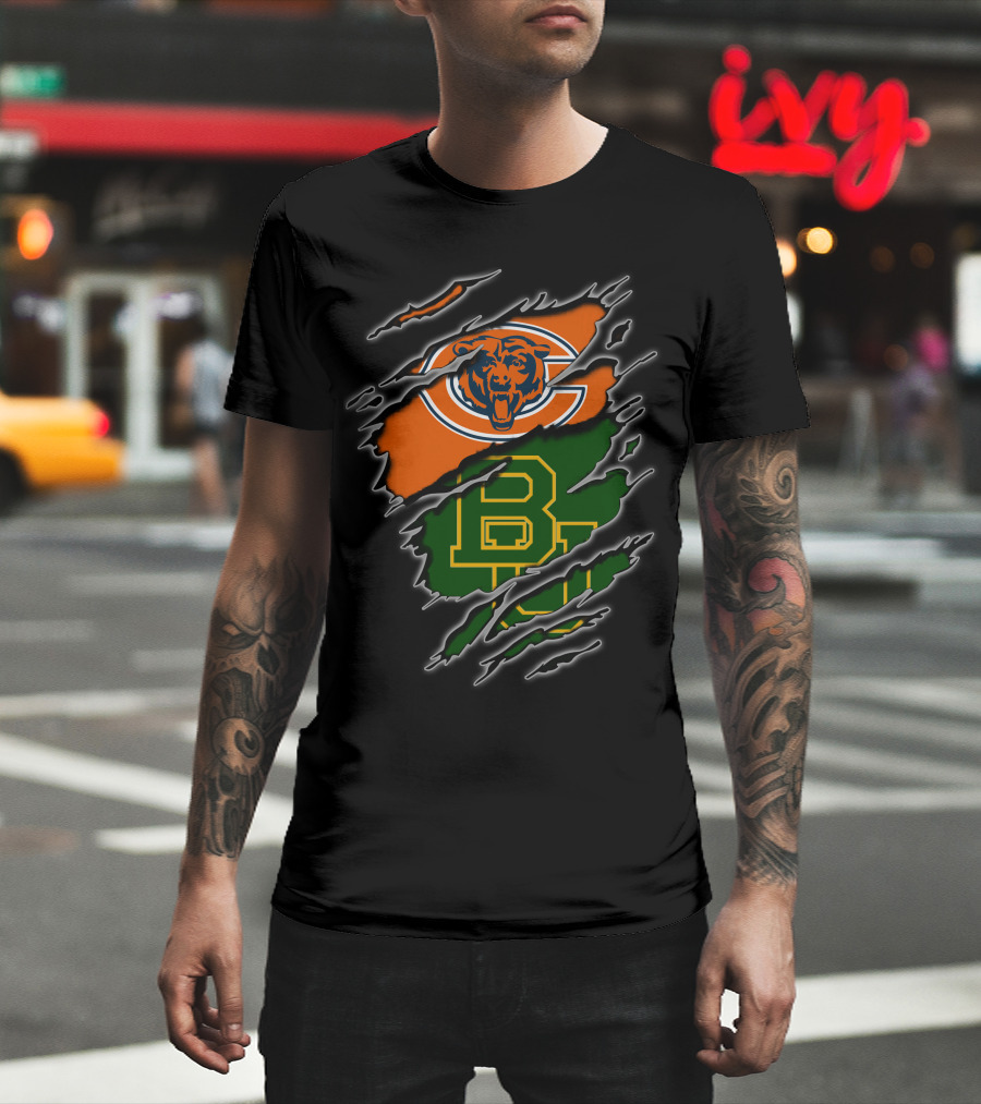 Chicago Bears Baylor University Bears Logo Combination T-Shirt
