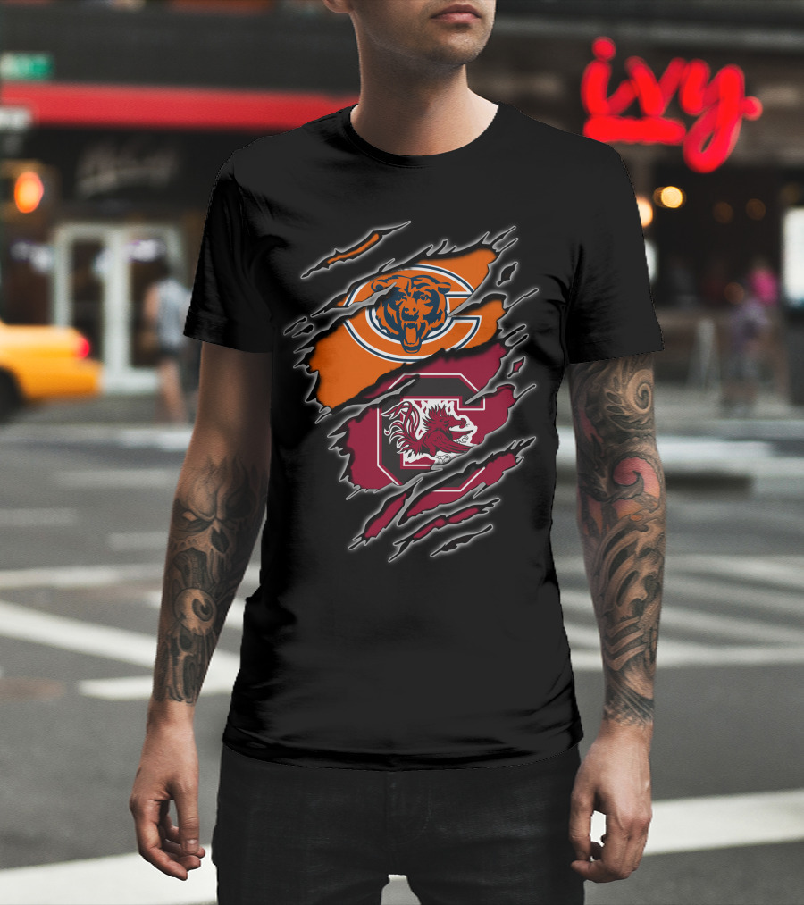 Chicago Bears South Carolina Gamecocks Fan Crossover T-Shirt