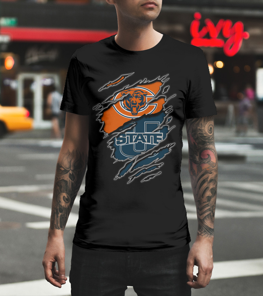 Chicago Bears Utah State Aggies Collaboration T-Shirt
