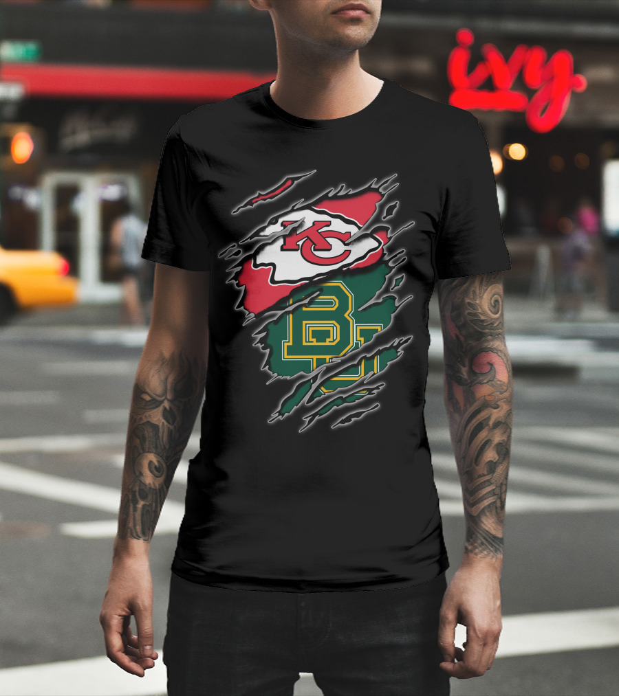 Kansas City Chiefs Baylor Bears Claw Marks Logo Fusion T-Shirt