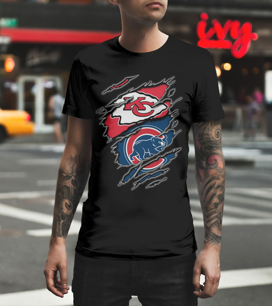 Kansas City Chiefs Chicago Cubs Claw Rip T-Shirt
