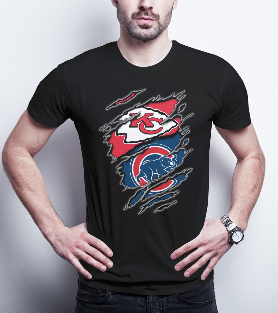 Kansas City Chiefs Chicago Cubs Claw Rip T-Shirt