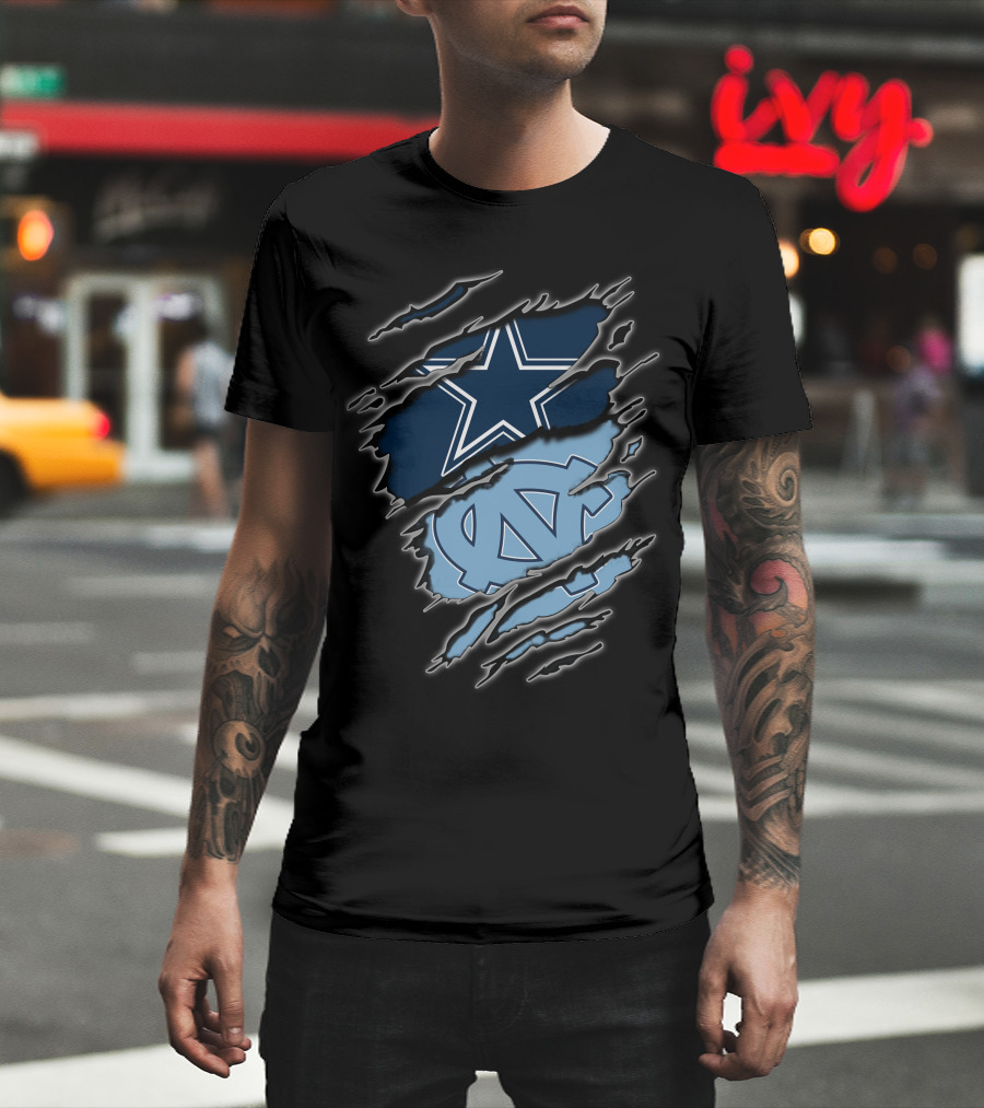 Dallas Cowboys North Carolina Tar Heels Torn Flag T-Shirt