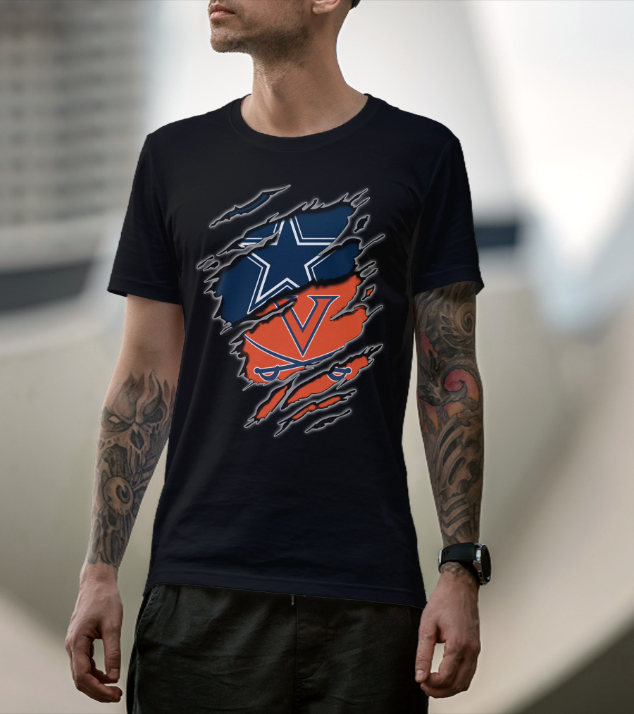 Dallas Cowboys Virginia Cavaliers Football Team Fusion T-Shirt
