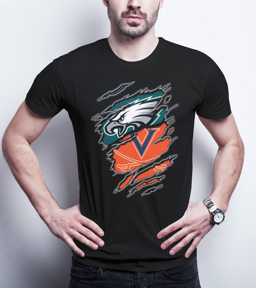 Eagles Virginia Cavaliers Clash Iconic Sports Fusion T-Shirt