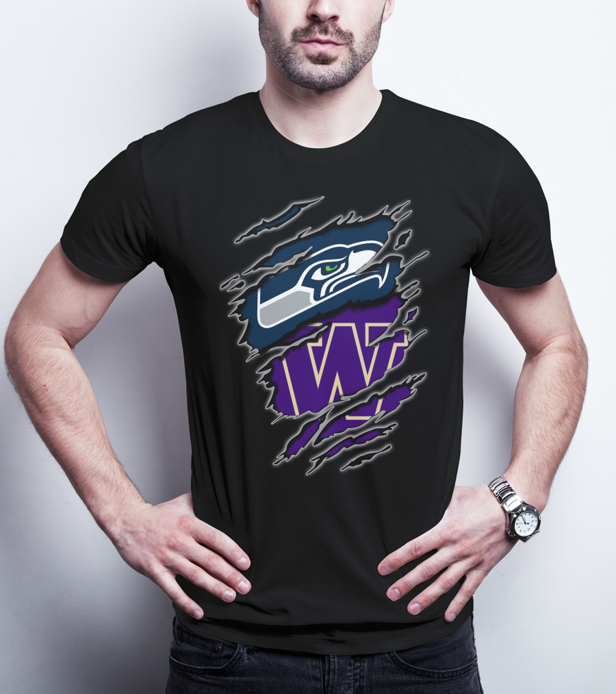 Seahawks Huskies Clawmark Logo Fusion T-Shirt