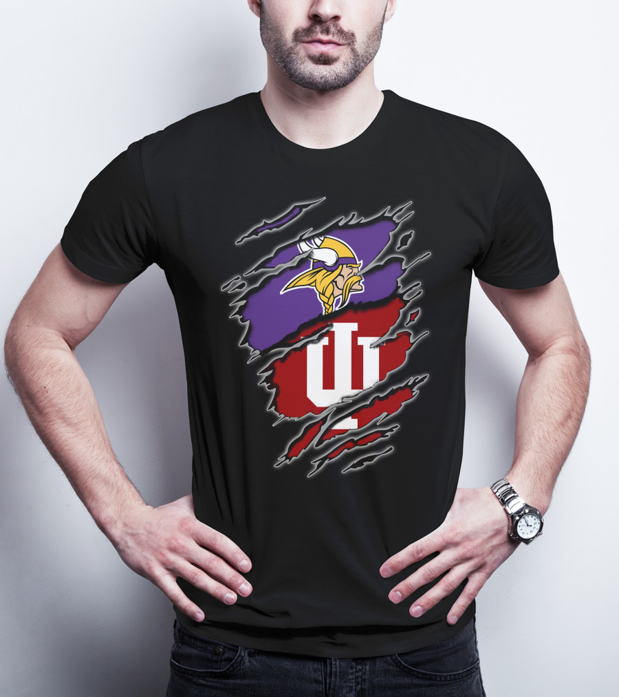 Vikings Hoosiers Minnesota NFL Indiana University Fan Logo Fusion T-Shirt