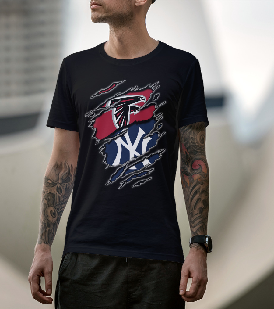Atlanta Falcons And New York Yankees Torn T-Shirt