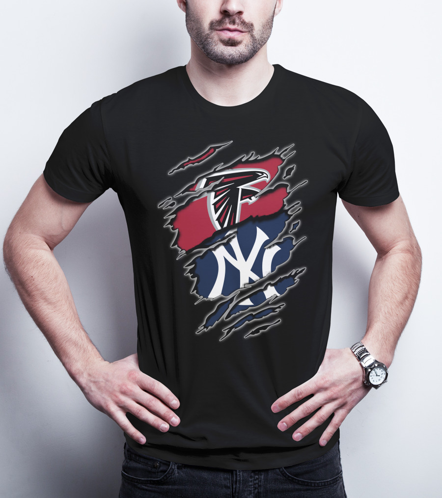 Atlanta Falcons And New York Yankees Torn T-Shirt