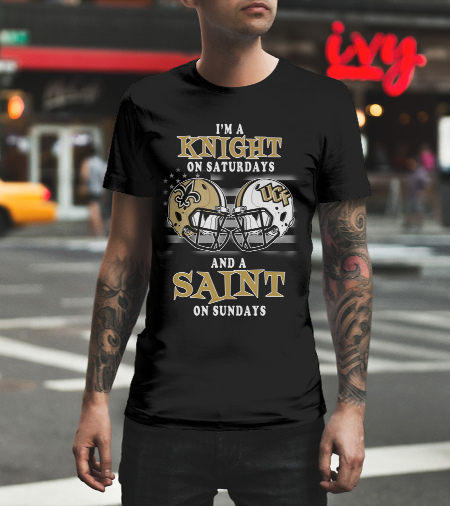 I'm A Knight On Saturdays And A Saint On Sundays Ucf Football Helmet Battle T-Shirt