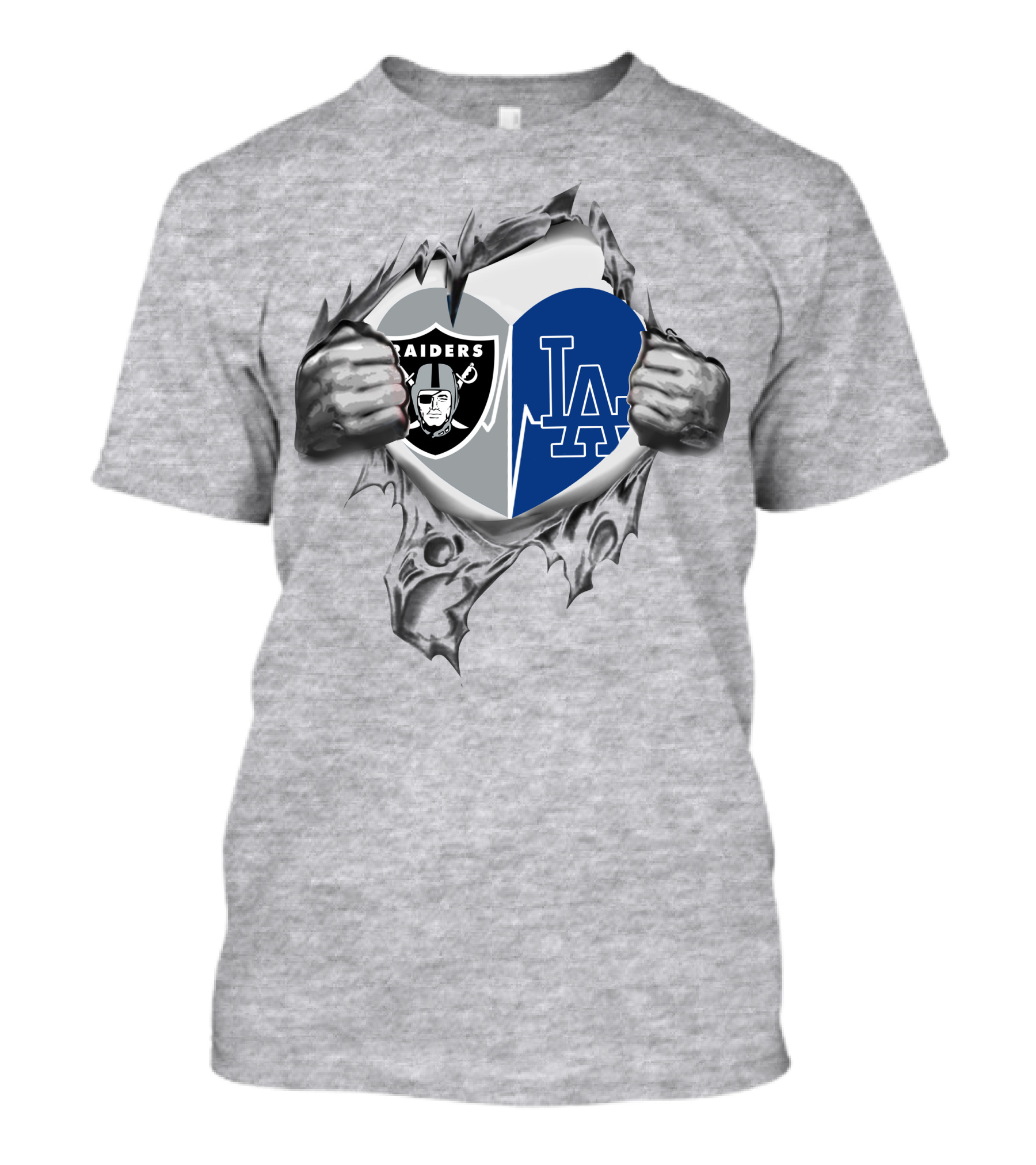 Raiders La Dodgers Heart Rip Combo T-Shirt