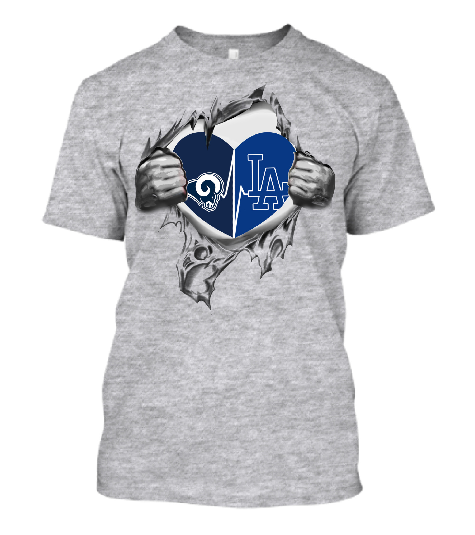 Rams LA Dodgers Heartbeat T-Shirt