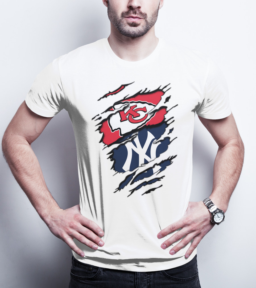 Kansas City Chiefs New York Yankees Logos Clash T-Shirt