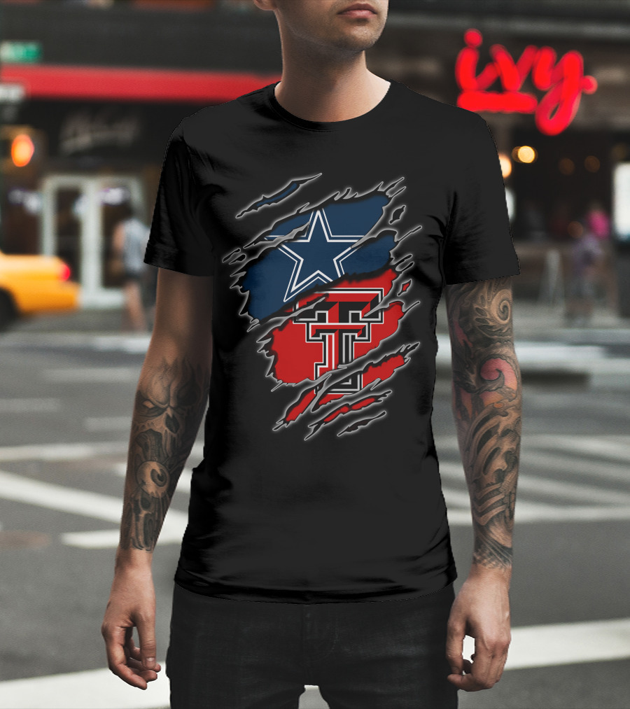 Dallas Cowboys Texas Tech Red Raiders Logo Fusion T-Shirt