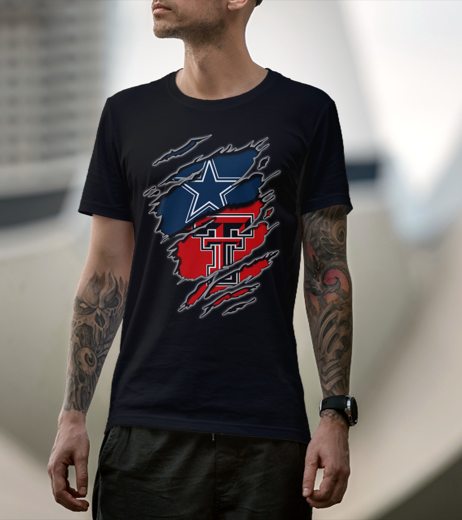 Dallas Cowboys Texas Tech Red Raiders Logo Fusion T-Shirt