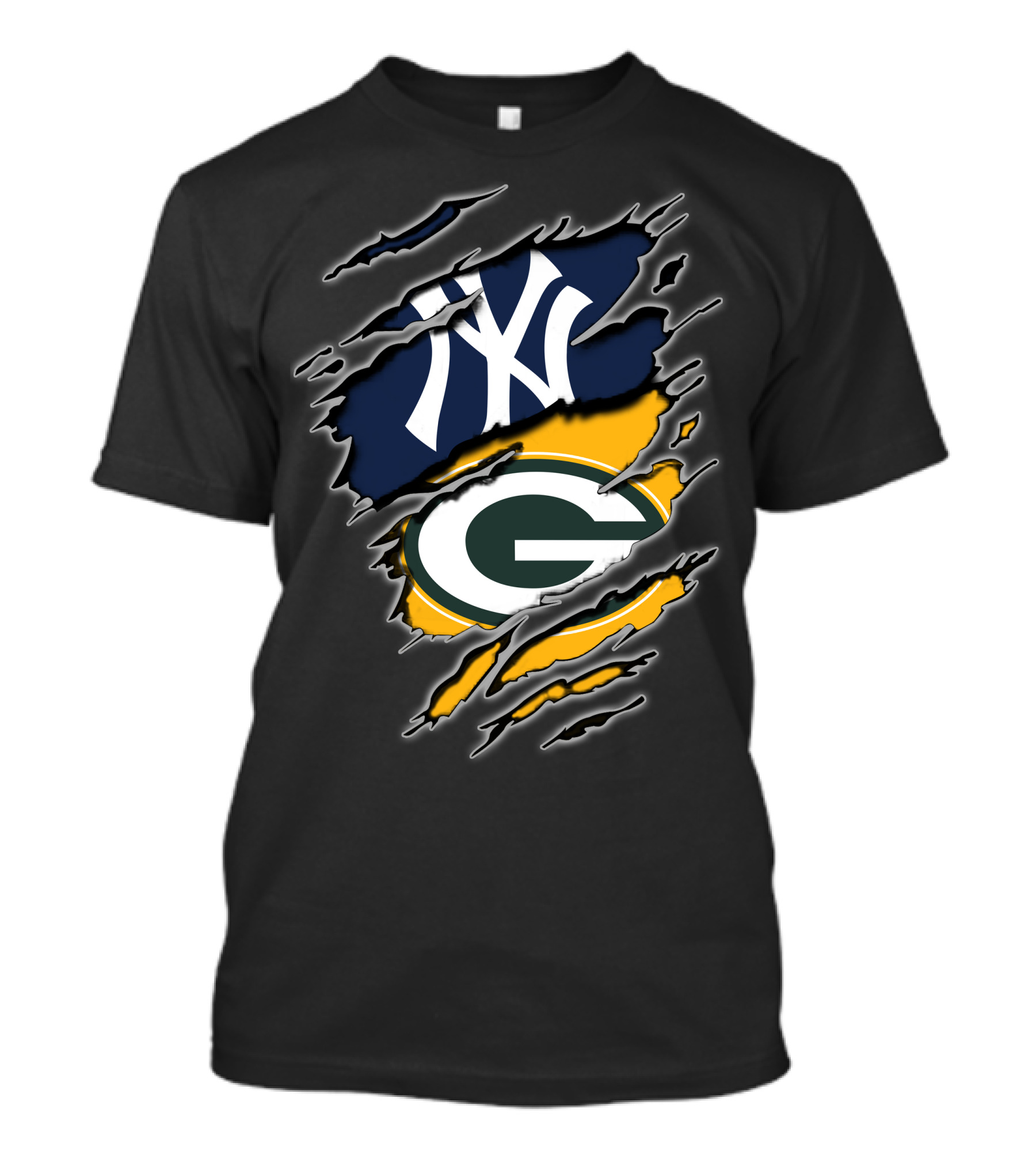 Yankees Packers Dual Team Logo Collaboration T-Shirt