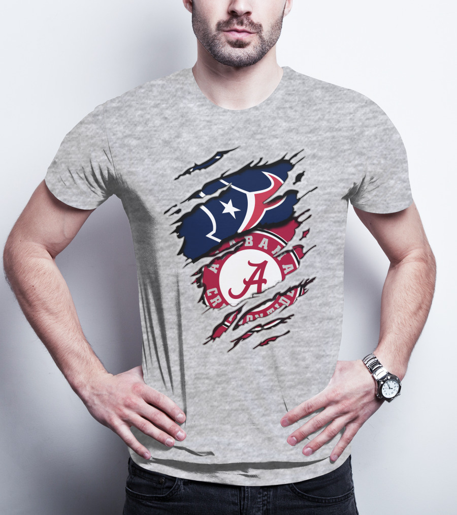 Alabama Crimson Tide Texans Football Torn T-Shirt