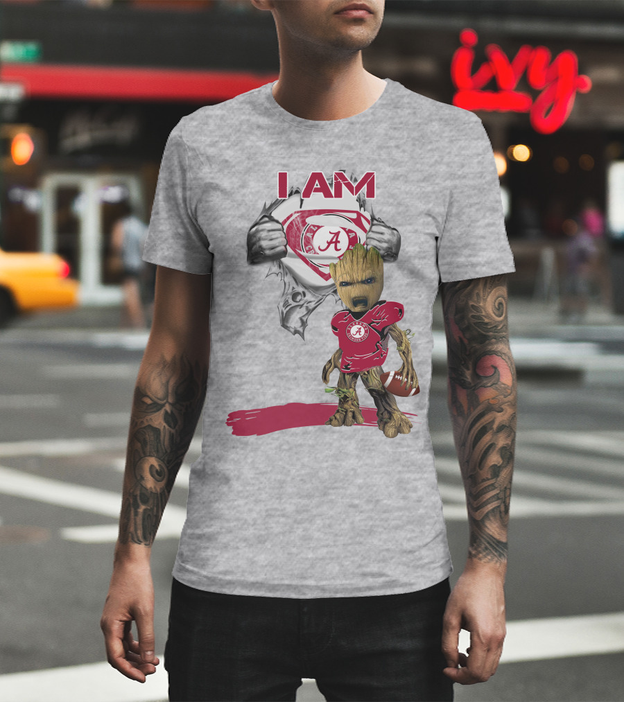 I Am Alabama Baby Groot Football T-Shirt