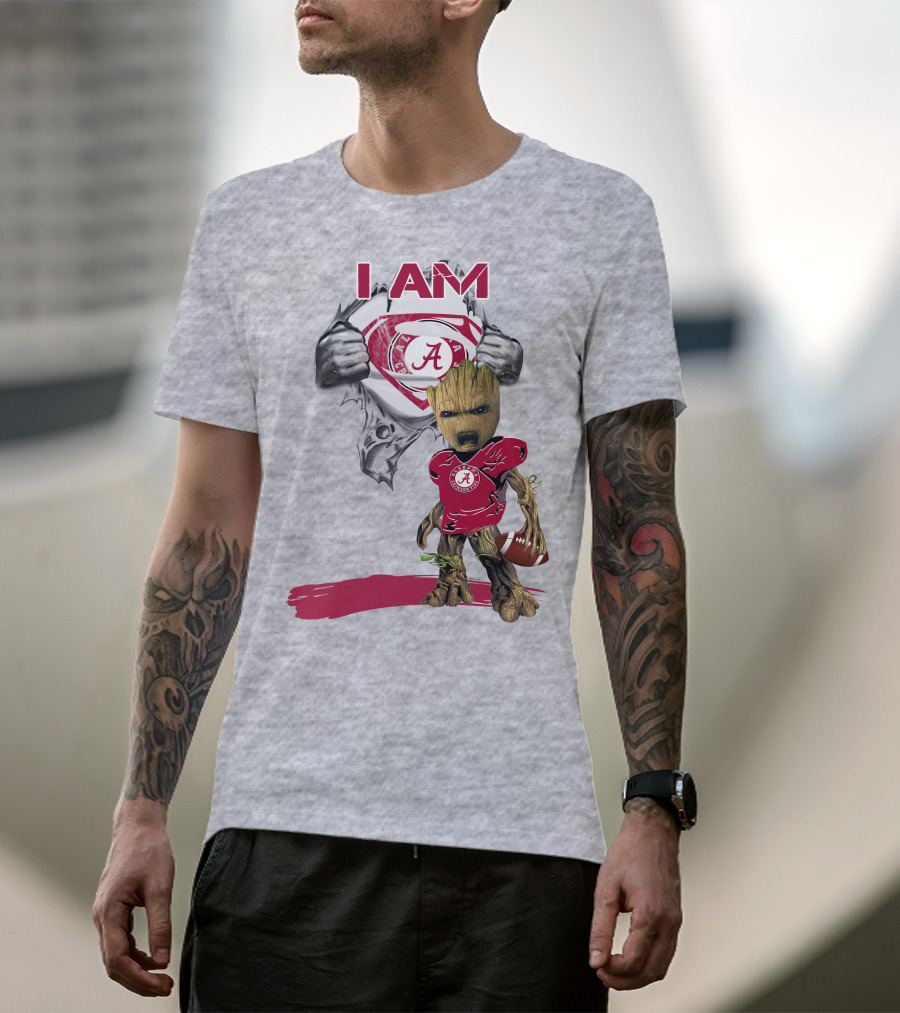 I Am Alabama Baby Groot Football T-Shirt