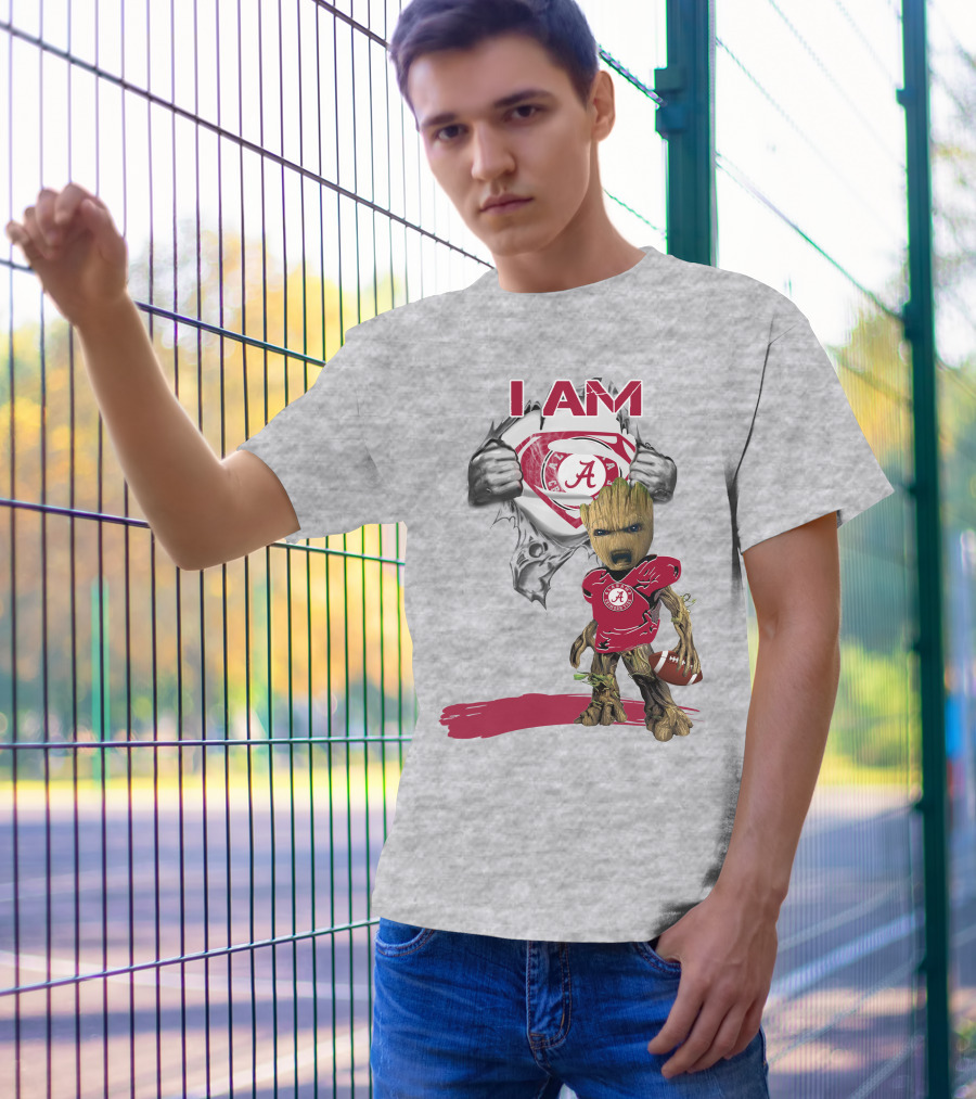 I Am Alabama Baby Groot Football T-Shirt