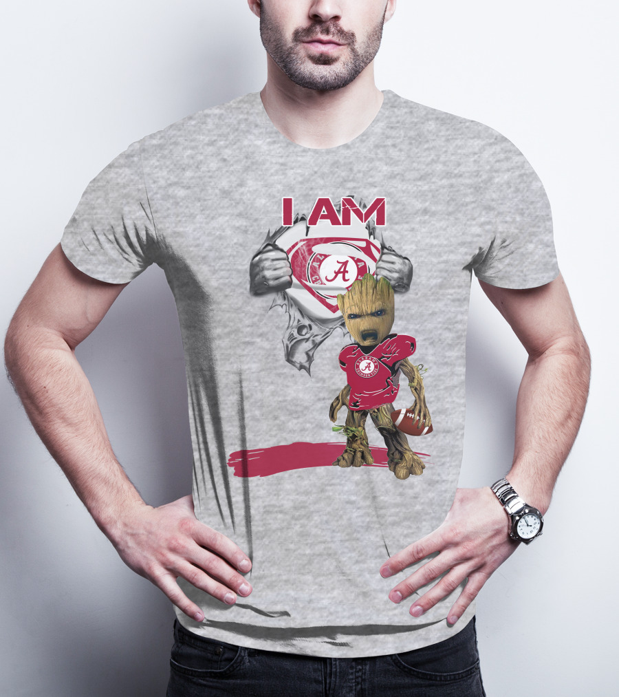 I Am Alabama Baby Groot Football T-Shirt