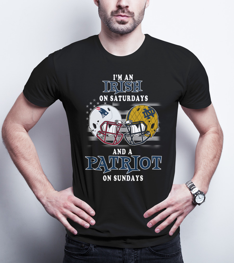 I'm An Irish On Saturdays And A Patriot On Sundays Football Helmets T-Shirt