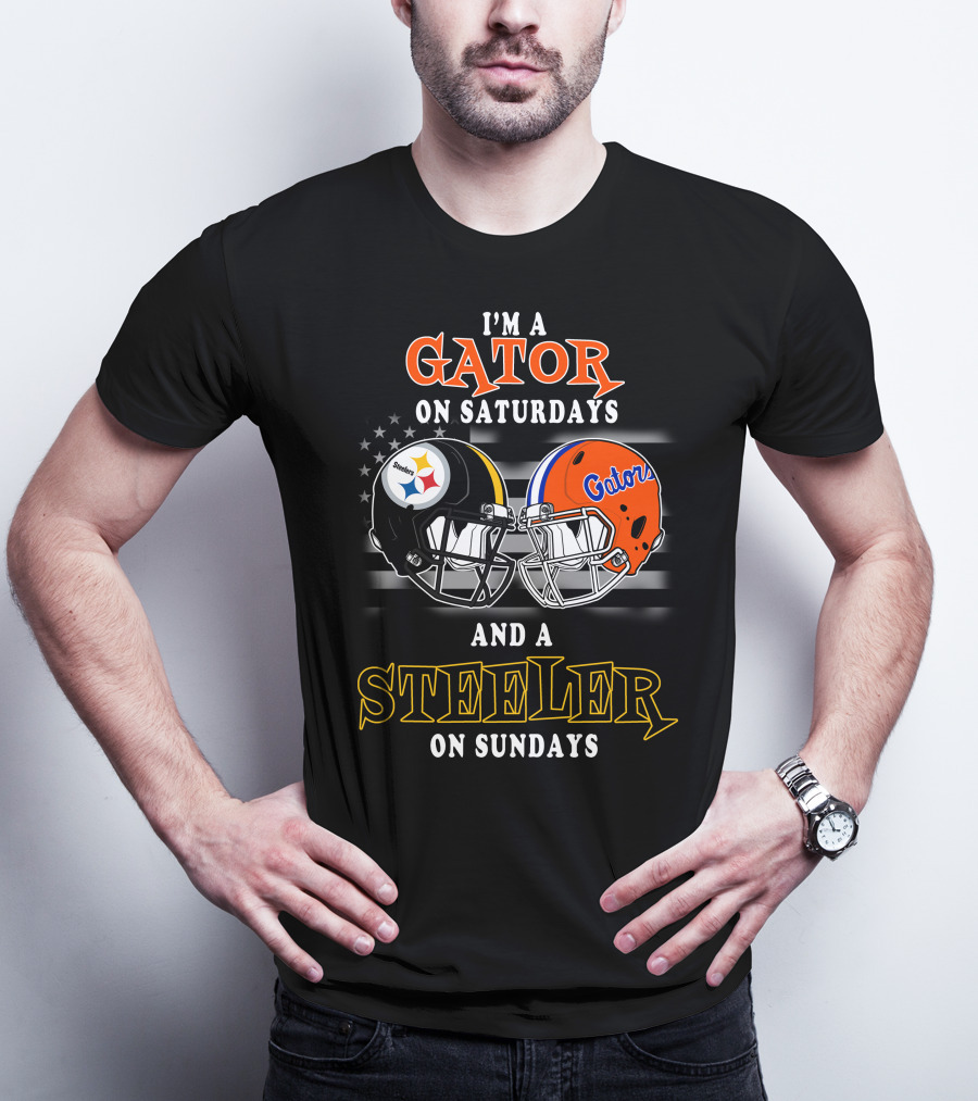 Gator On Saturdays And Steeler On Sundays Football Helmets T-Shirt