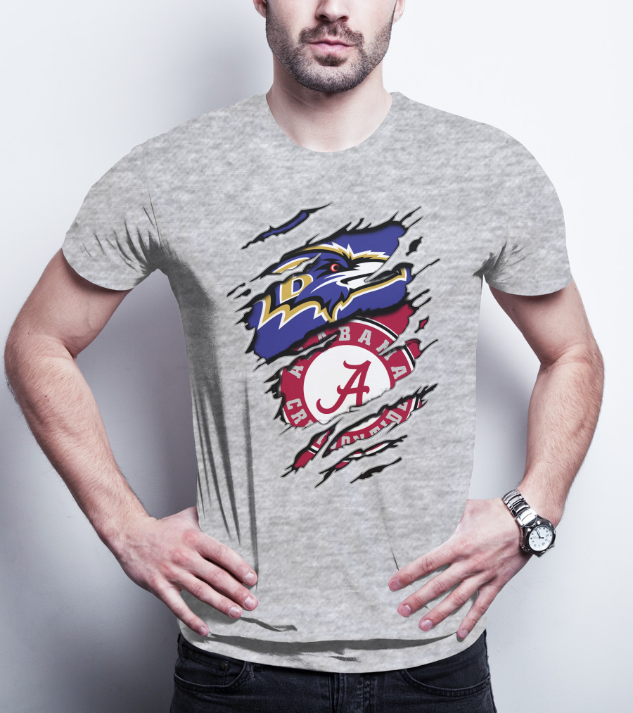 Alabama Crimson Tide Baltimore Ravens Torn T-Shirt