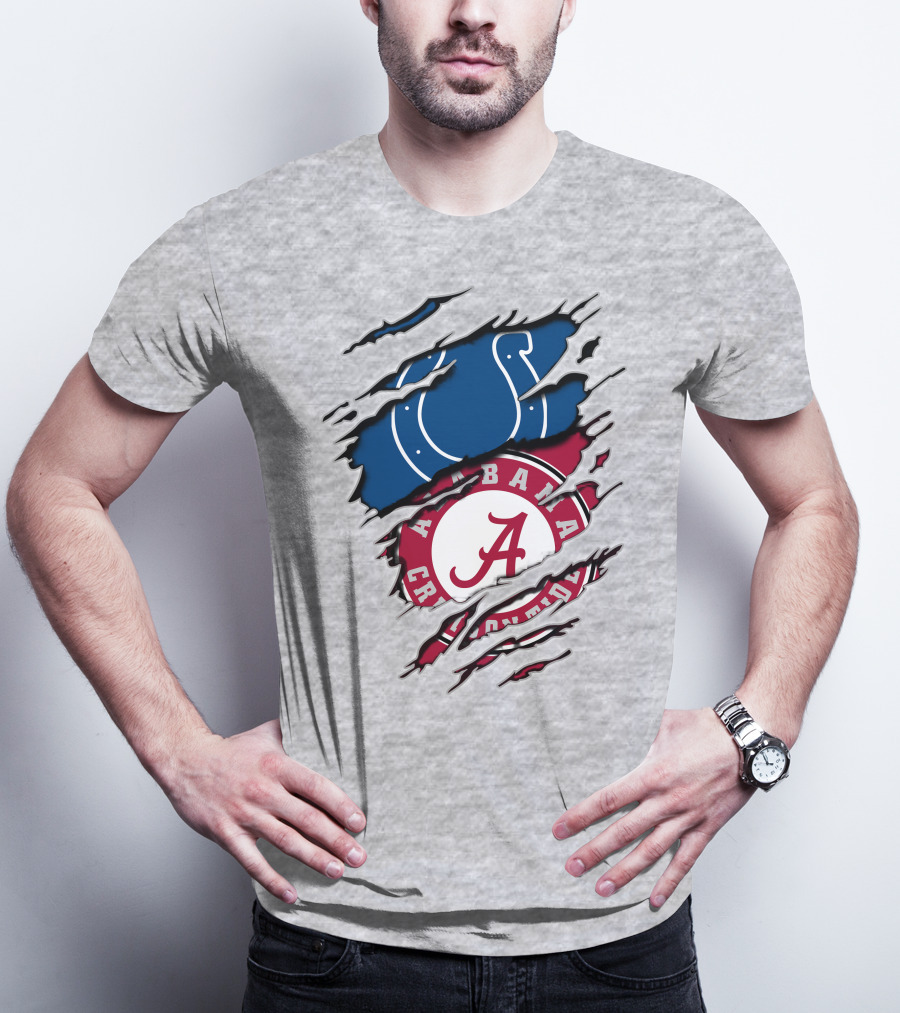 Alabama Crimson Tide Indianapolis Colts Torn T-Shirt