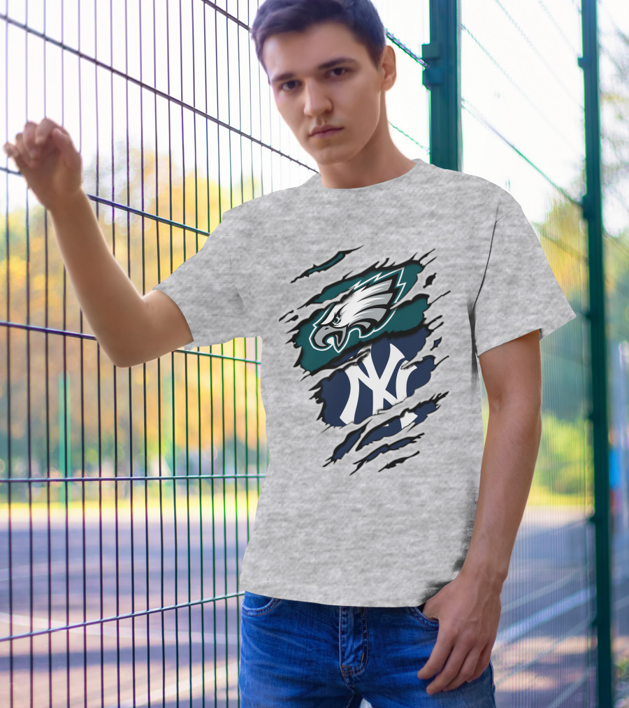 Philadelphia Eagles New York Yankees Fan Crossover T-Shirt