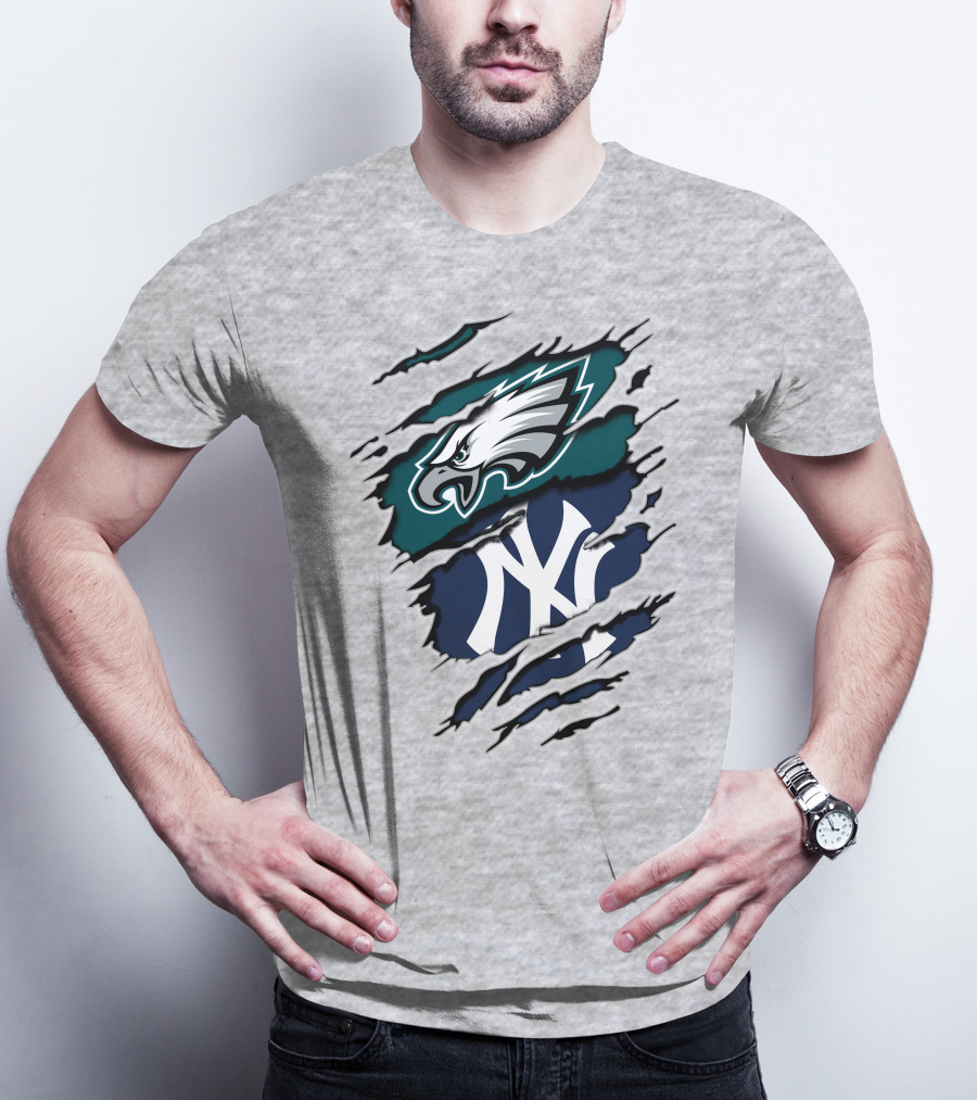Philadelphia Eagles New York Yankees Fan Crossover T-Shirt