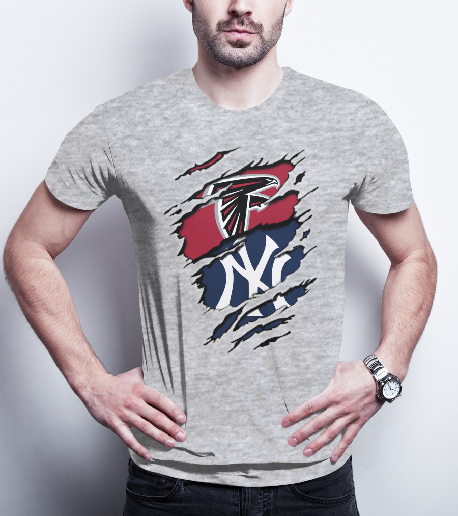 Atlanta Falcons New York Yankees Logo Mashup T-Shirt