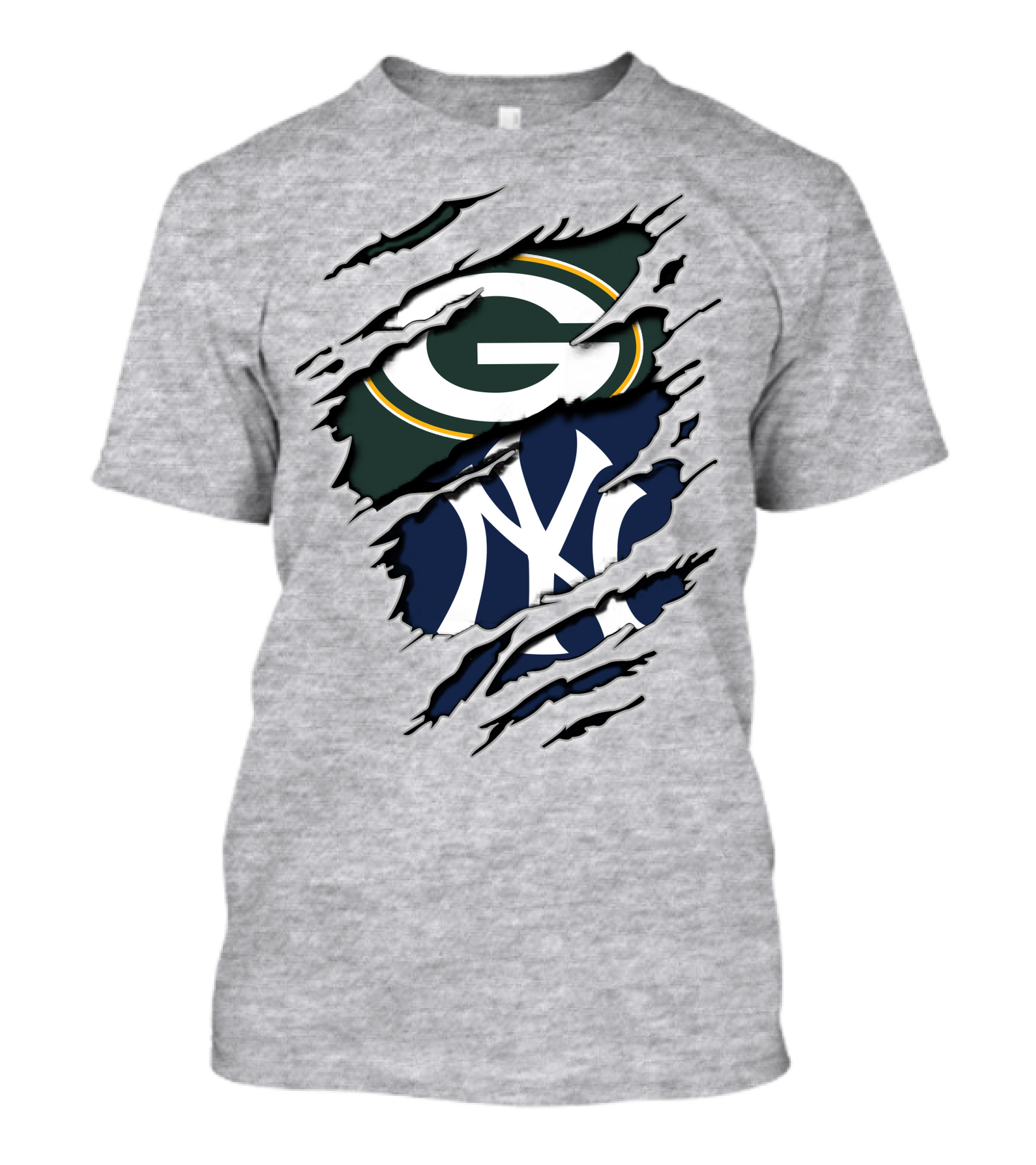 Green Bay Packers New York Yankees Torn Logo Fusion T-Shirt