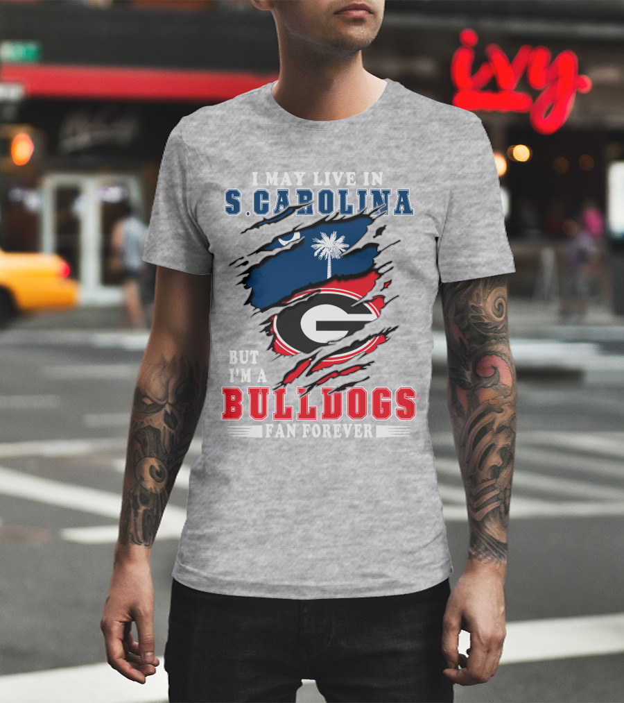 S. Carolina Bulldogs Fan Forever Bulldogs Logo Palma Tree And Crescent Moon T-Shirt
