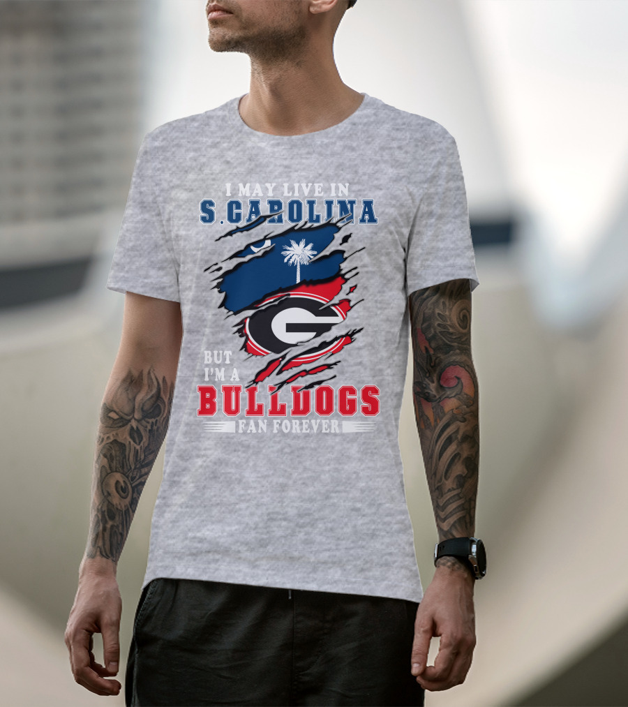 S. Carolina Bulldogs Fan Forever Bulldogs Logo Palma Tree And Crescent Moon T-Shirt