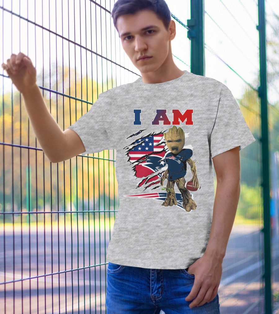 I Am Patriots American Flag Football Character T-Shirt