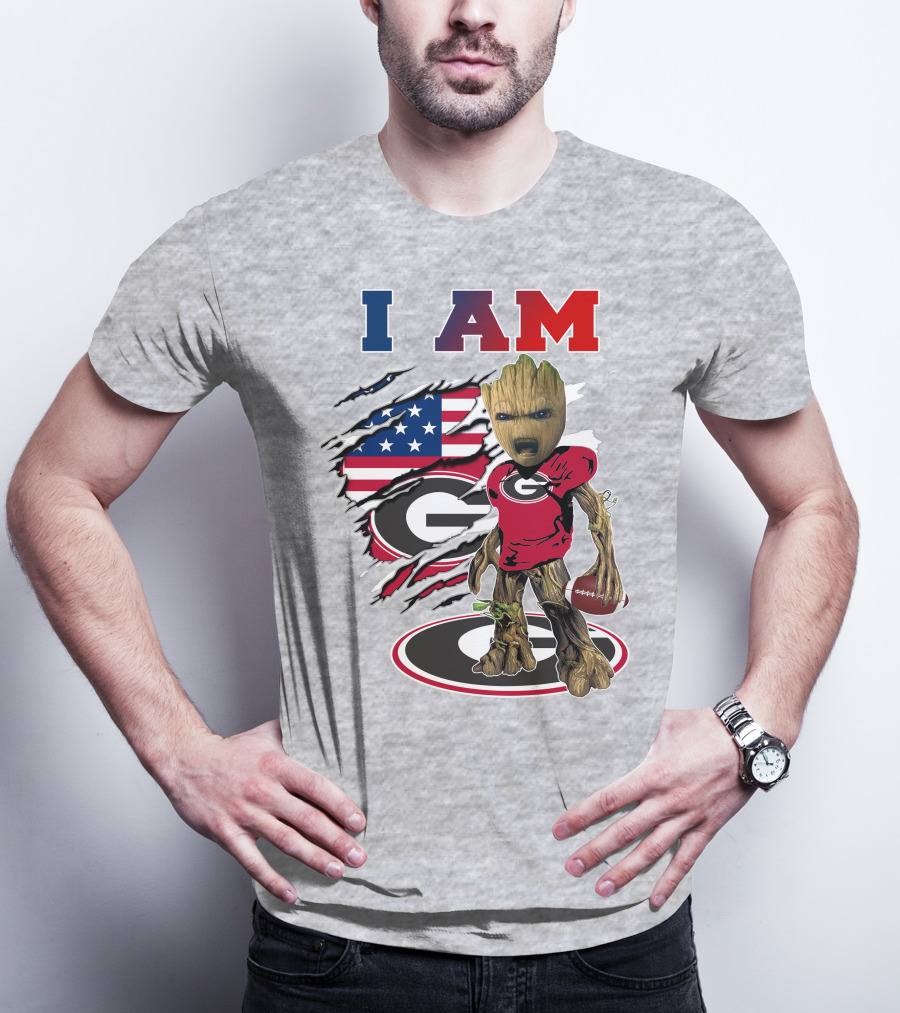 I Am Georgia Bulldogs Groot Football Usa Flag T-Shirt