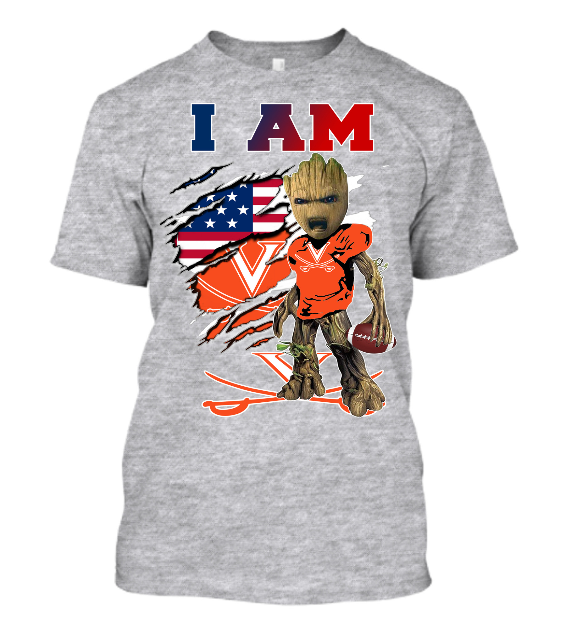 I Am Cavaliers Groot Football Virginia Flag T-Shirt