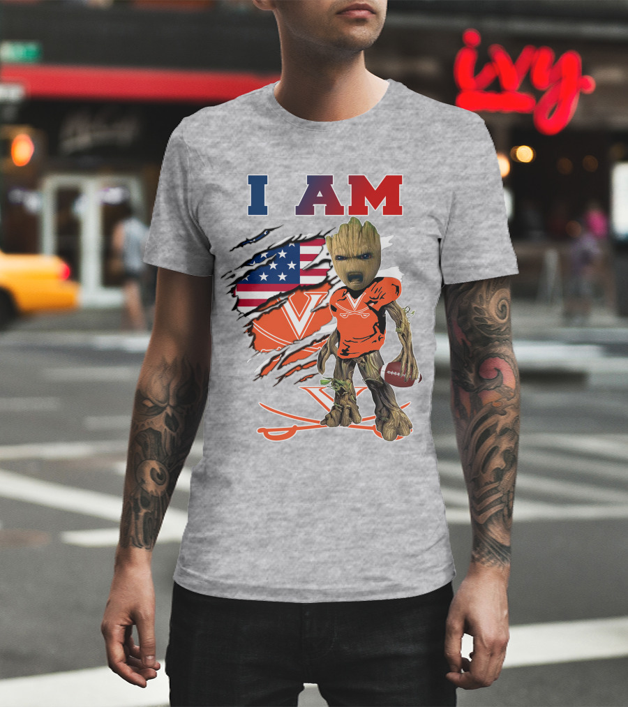 I Am Cavaliers Groot Football Virginia Flag T-Shirt