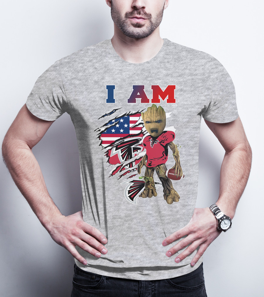 I Am Groot Falcons Football Usa Flag T-Shirt