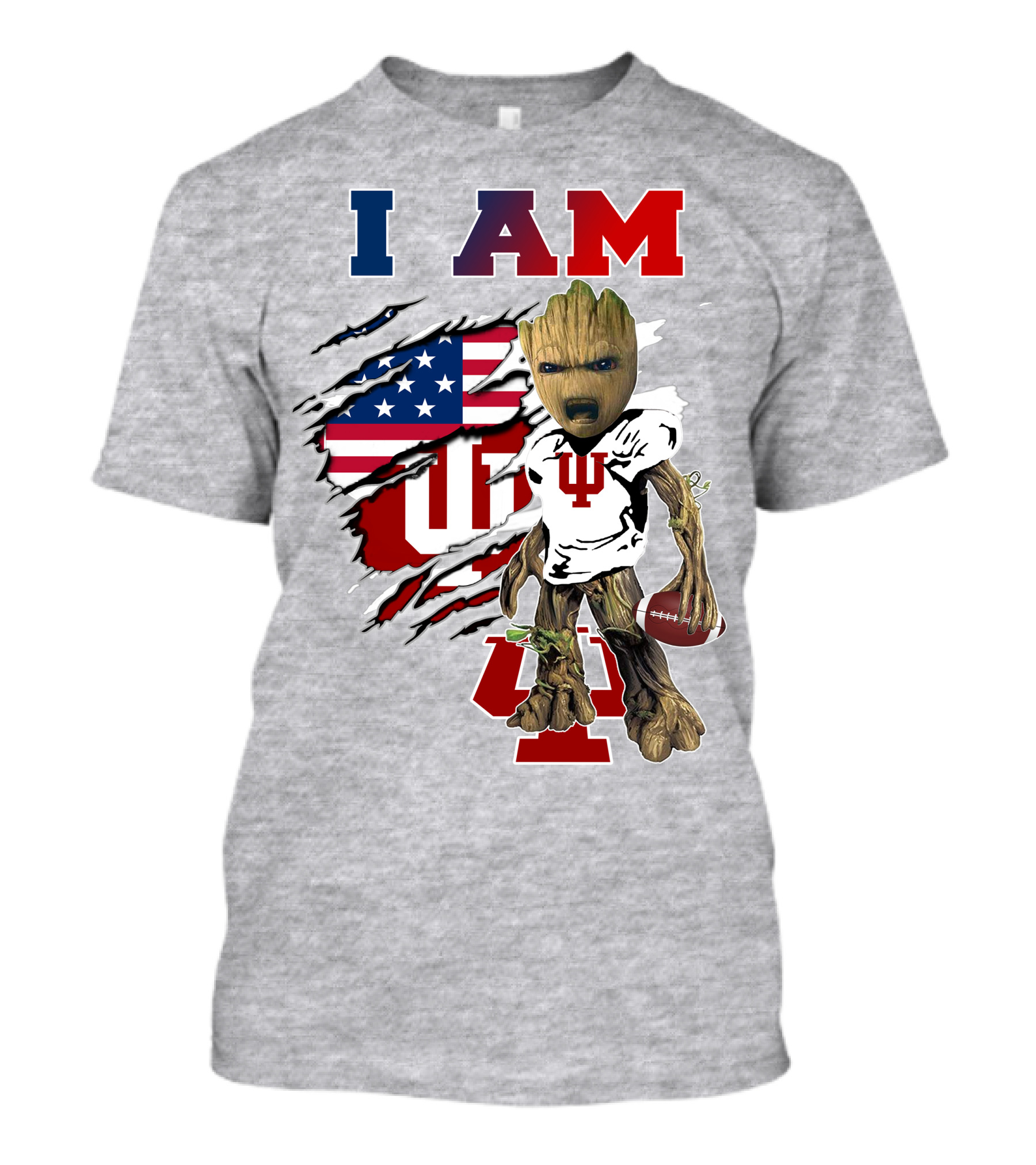I Am Hosiers Football Groot American Flag Indiana University T-Shirt