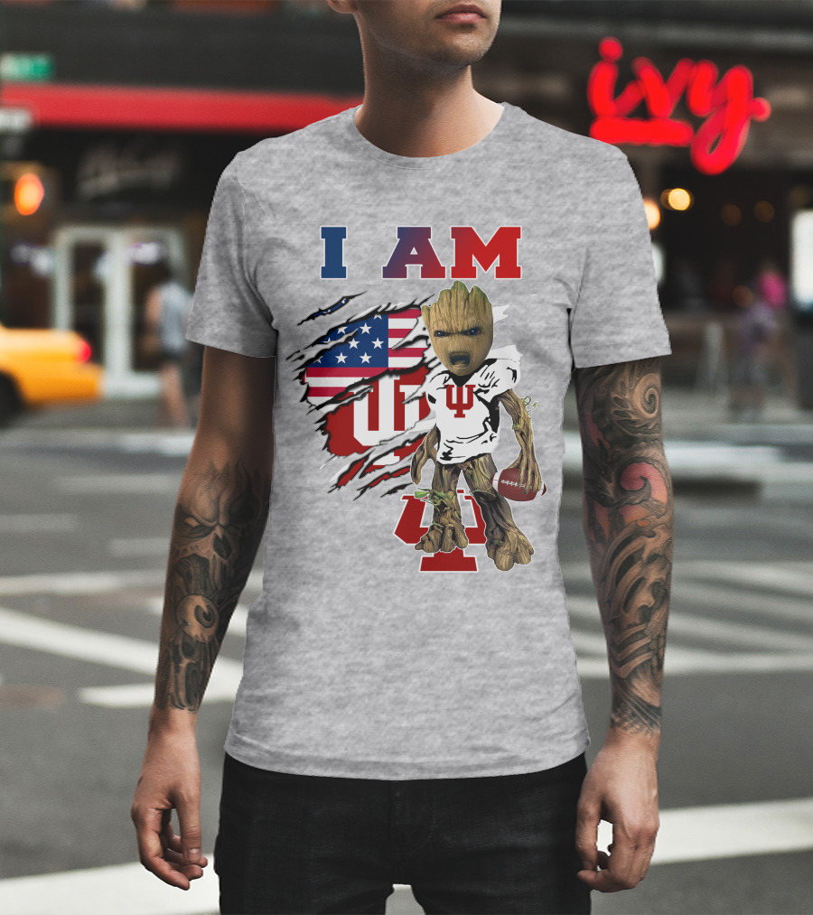 I Am Hosiers Football Groot American Flag Indiana University T-Shirt