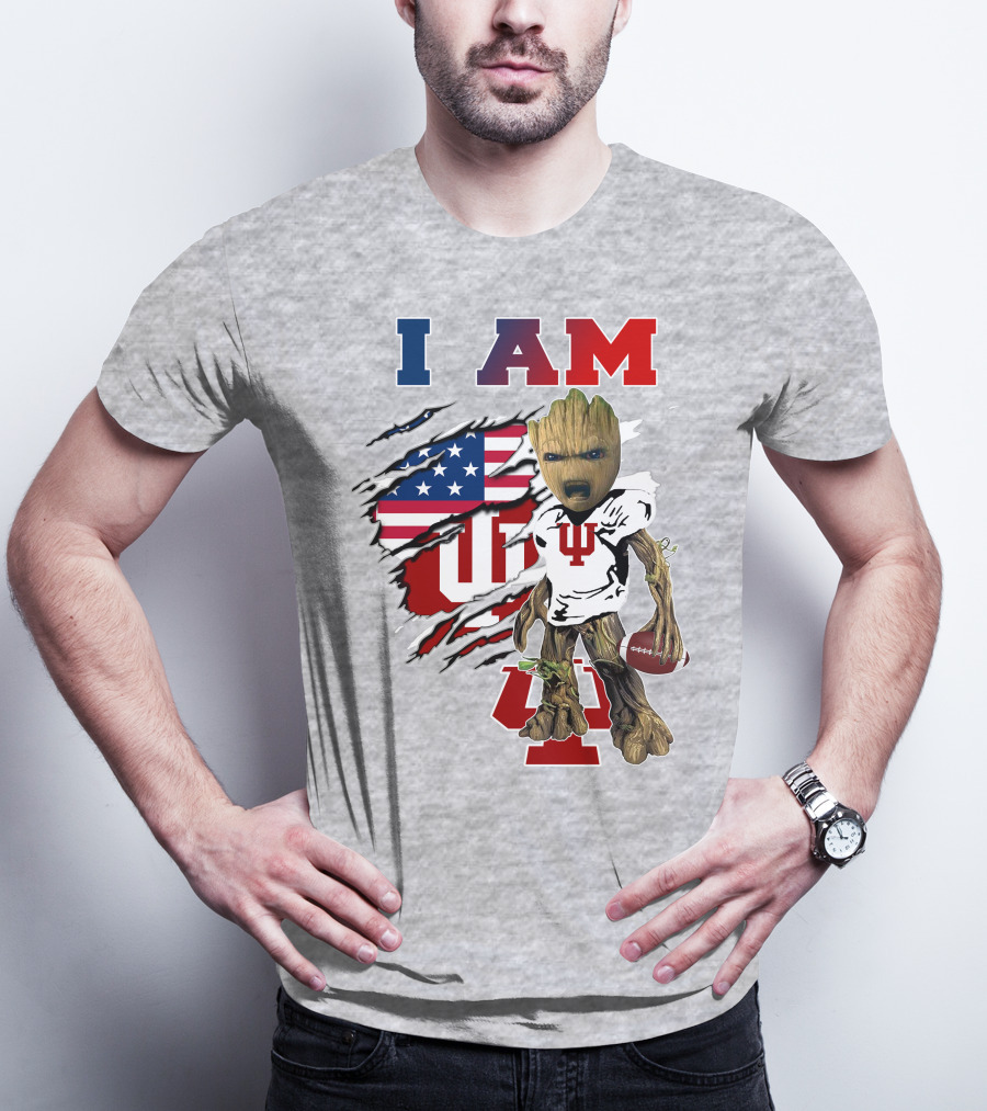 I Am Hosiers Football Groot American Flag Indiana University T-Shirt