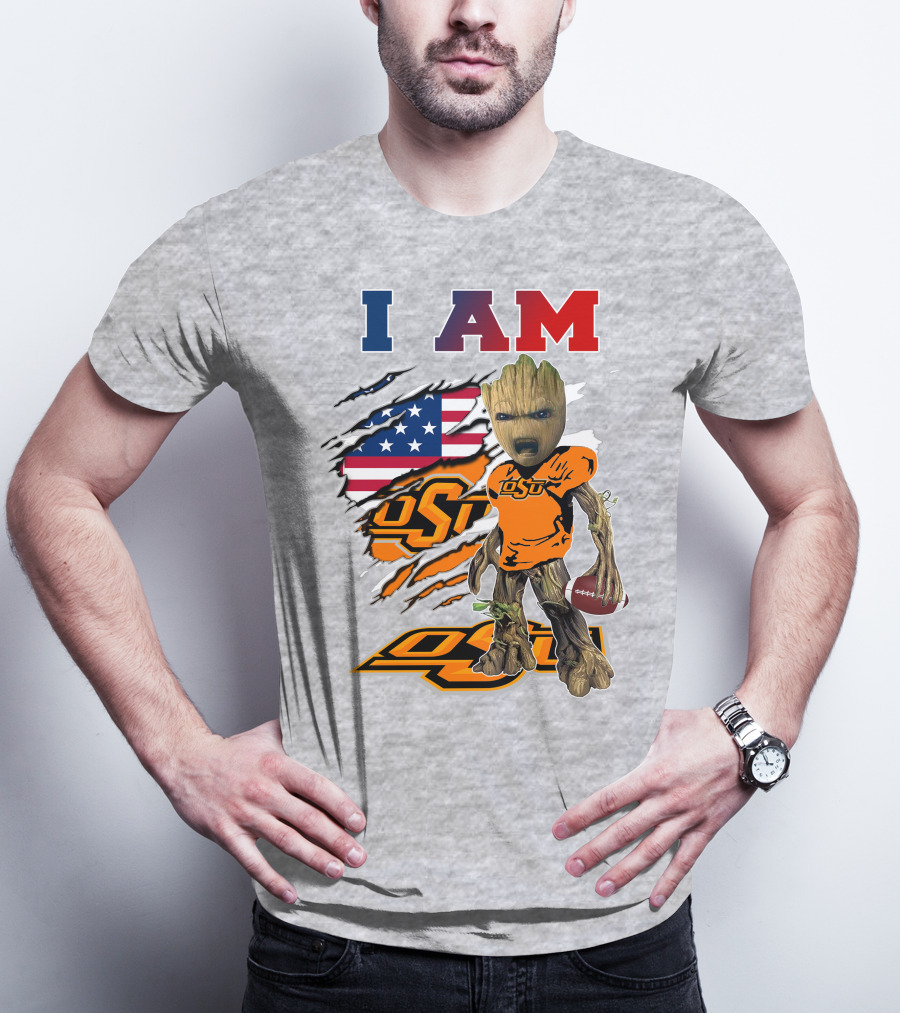 I Am Osu American Football Groot Guardians Oklahoma State University T-Shirt