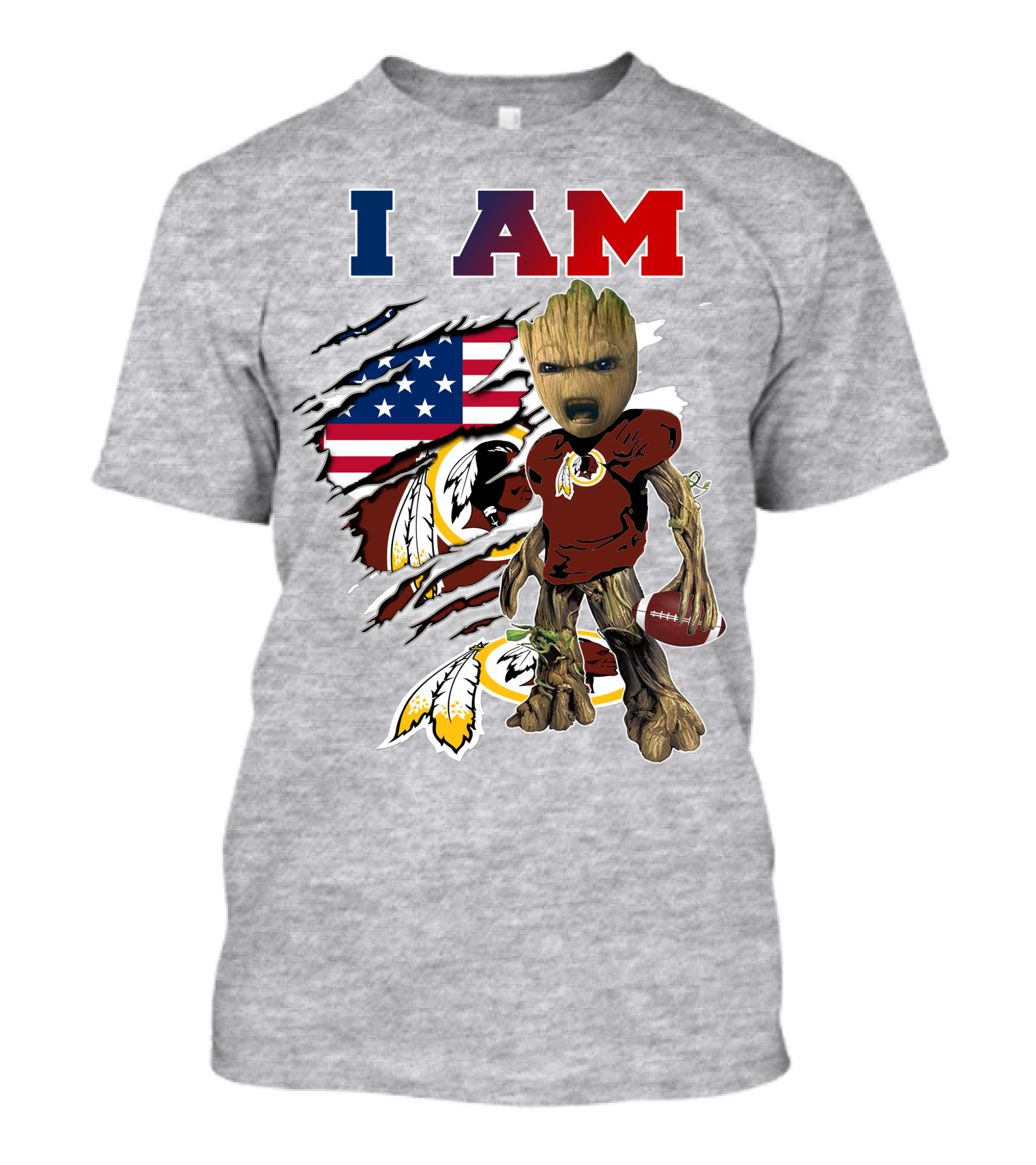I Am Groot Redskins Football Nfl Usa Flag T-Shirt