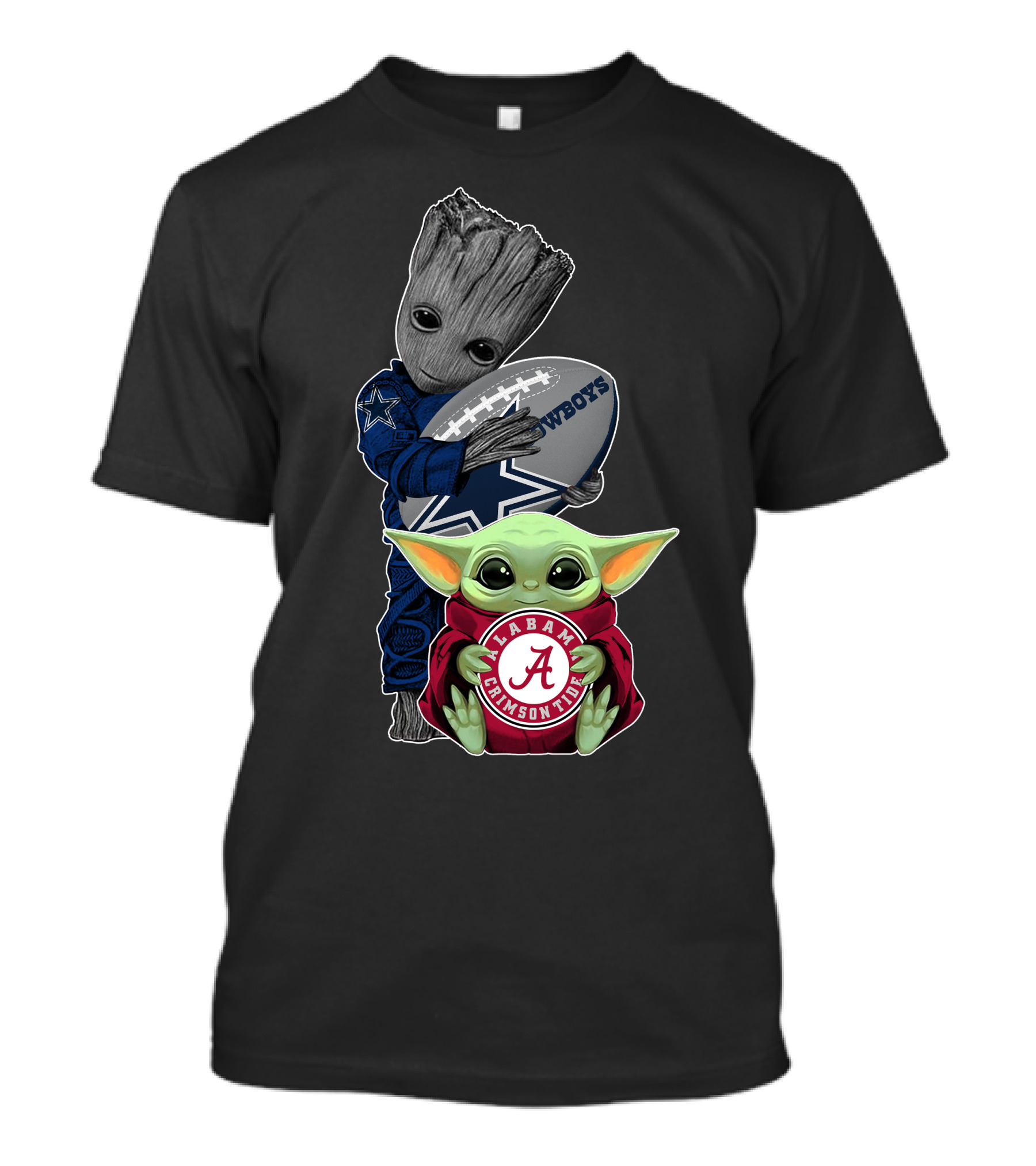 Groot And Baby Yoda Cowboys Alabama Crimson Tide T-Shirt
