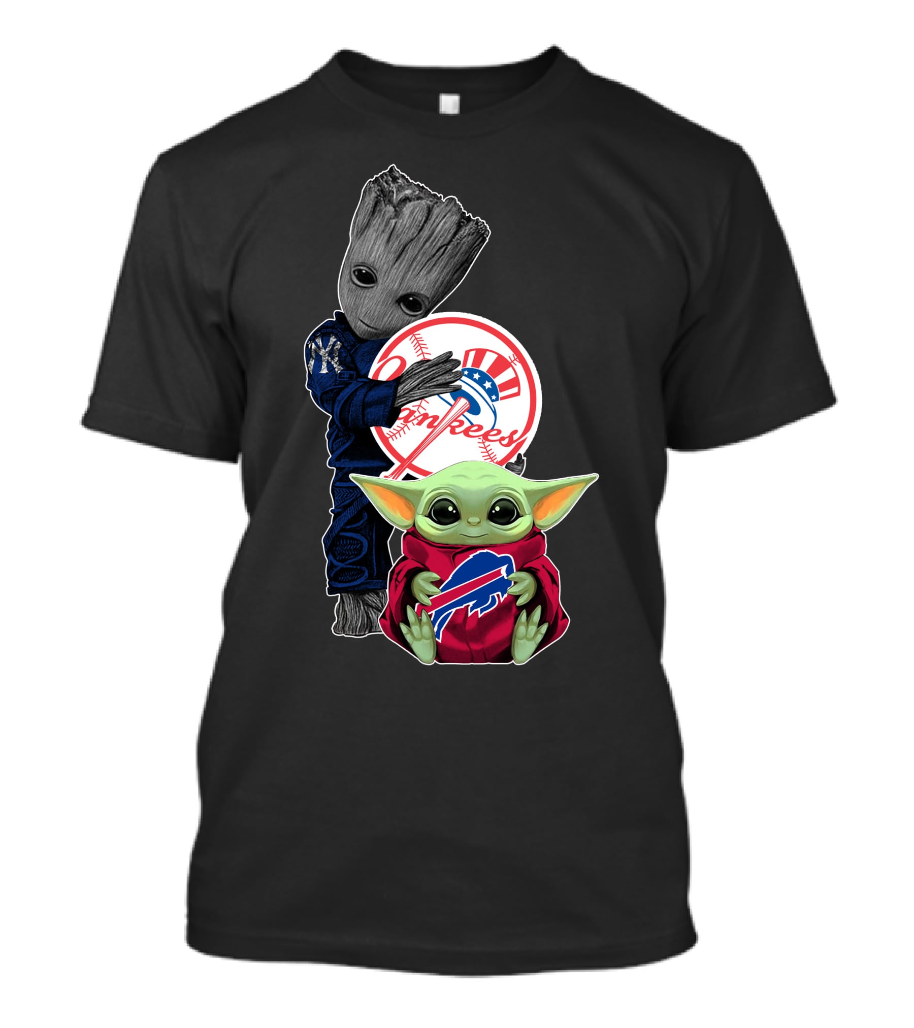 Groot Yankees Baby Yoda Bills Nfl Nfl T-Shirt